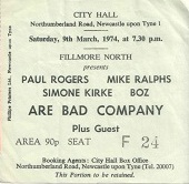 Bad Company First gigs Newcastle March 1974 | Vintagerock's Weblog.